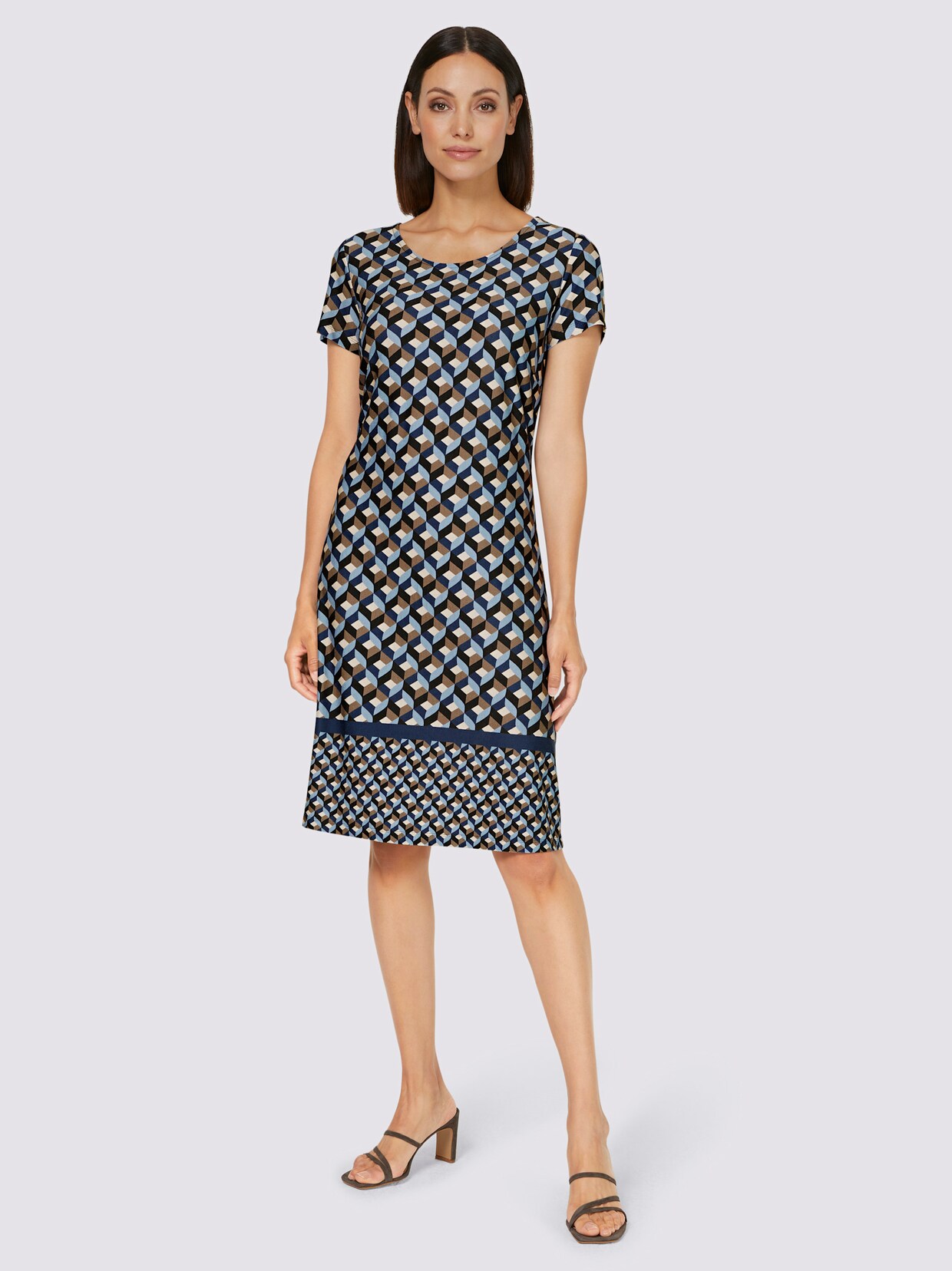 heine Jersey-Kleid in bleu-dunkeltaupe-bedruckt | heine