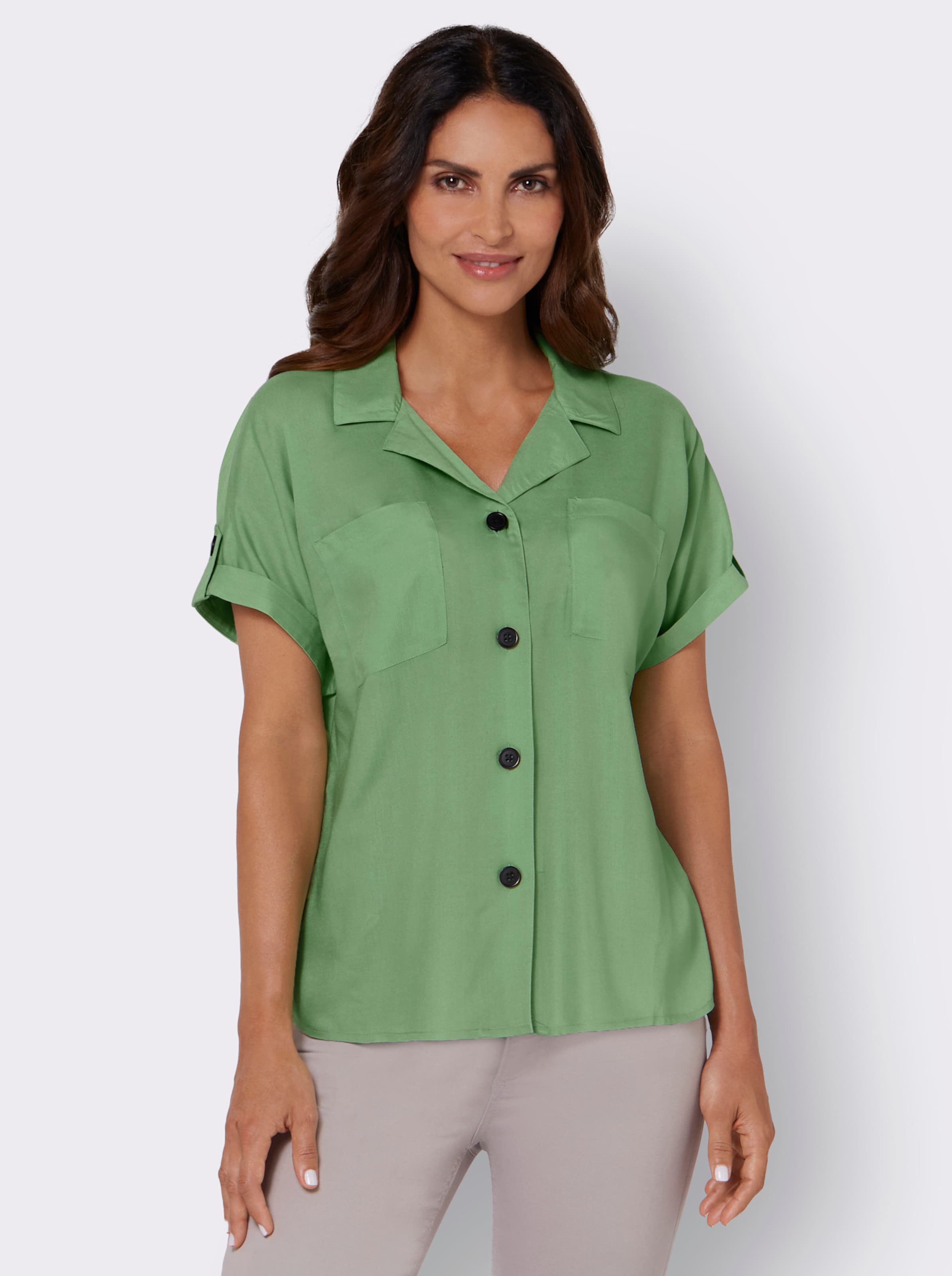 Blouse met korte mouwen in appel | heine
