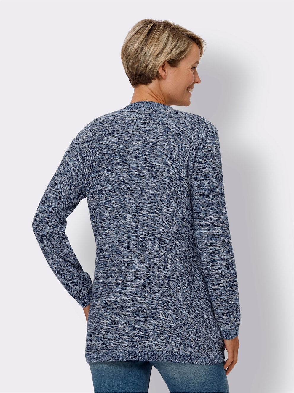 Lang vest in open model in marine/ecru gemêleerd | Your Look... for less!
