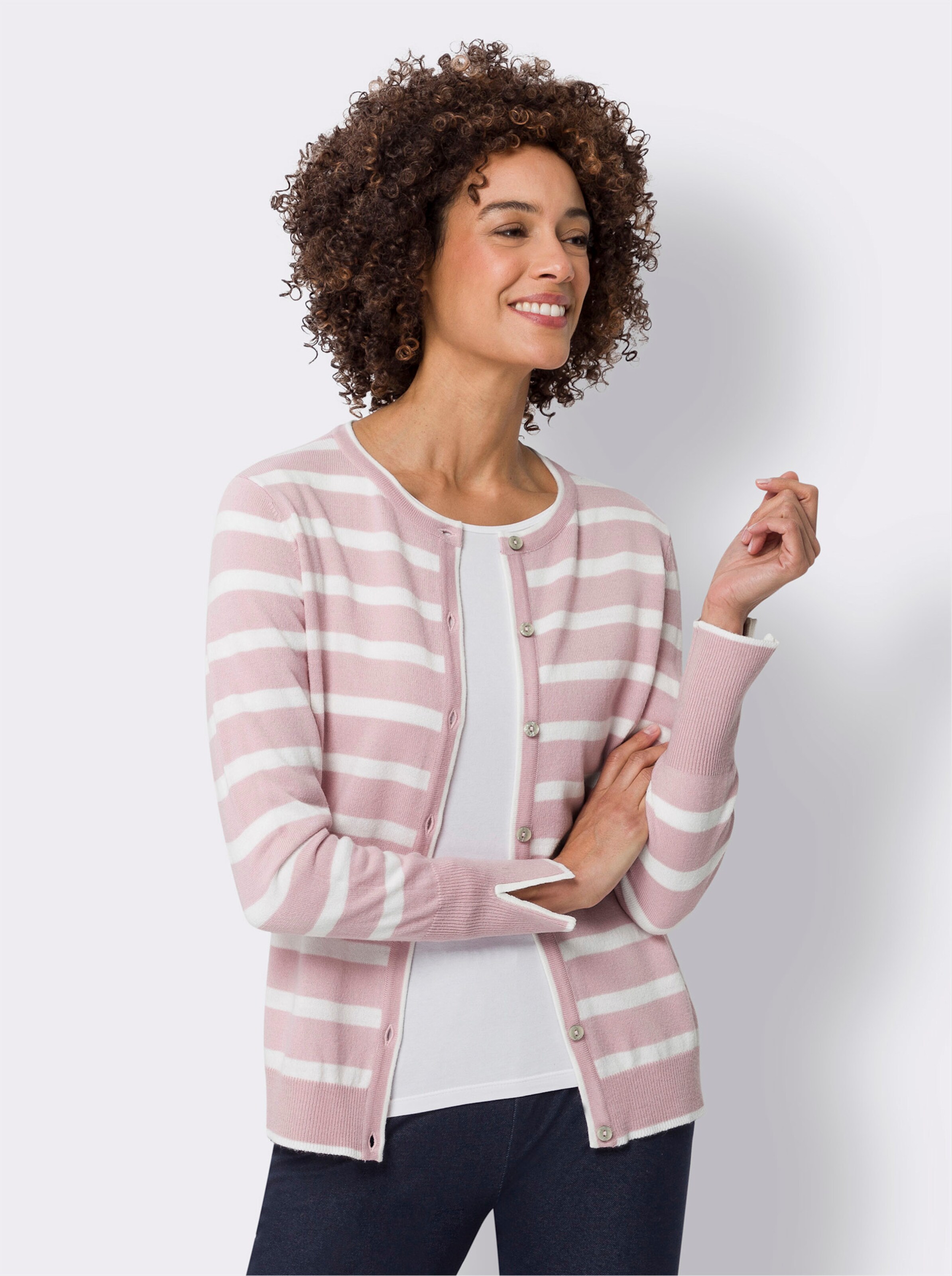 Kofta i rosa-ecru, randig | Your Look... for less!