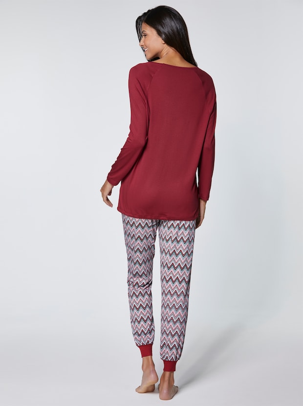 wäschepur Pyjama van viscose in kers gedessineerd | Witt