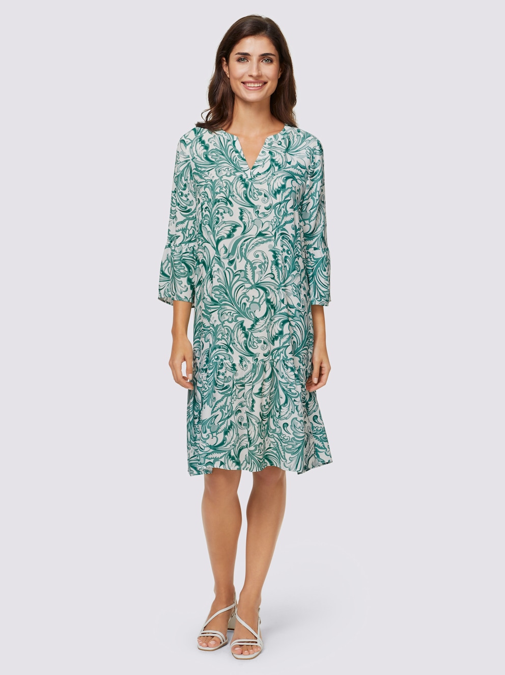 heine Kleid in smaragd-weiß-bedruckt | heine