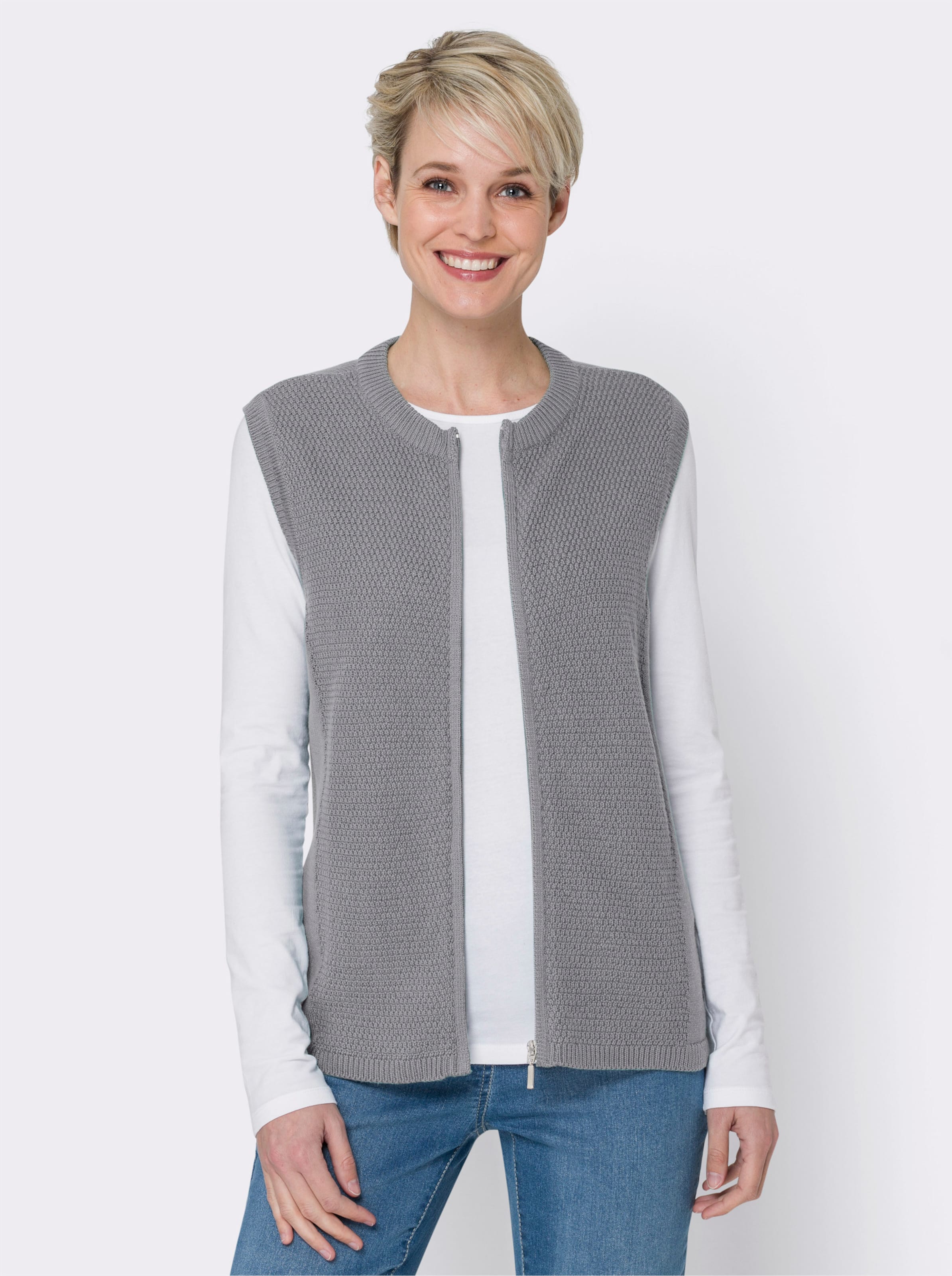 Strickweste in steingrau | Witt