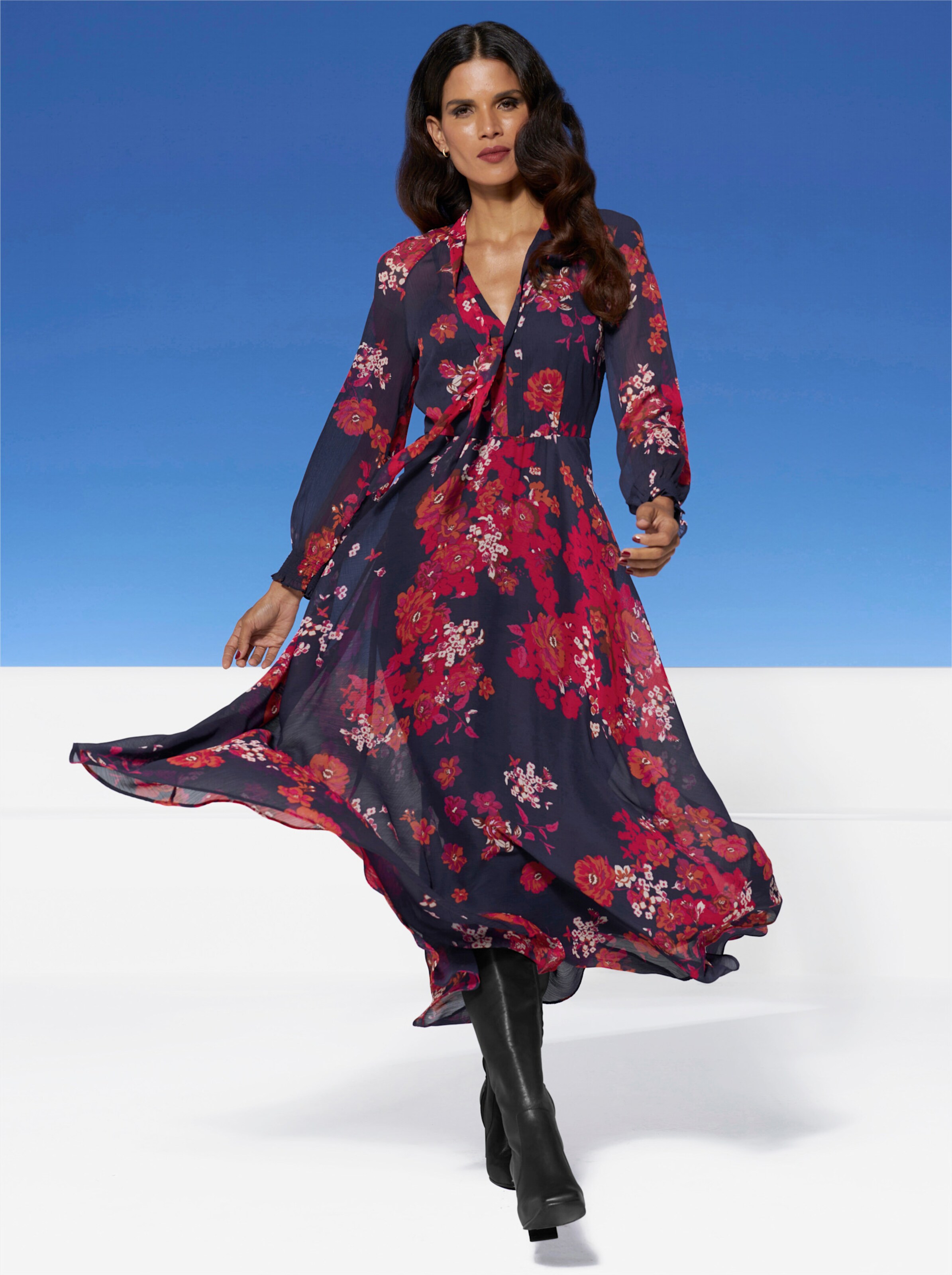 heine Druck-Kleid in pink-marine-bedruckt | heine