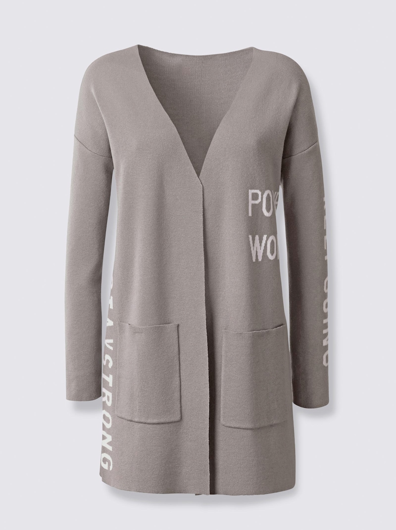 Rick Cardona Strickjacke in steingrau-ecru-gemustert | heine