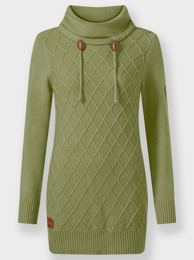 Rollkragenpullover mit Rauten-Strickmuster in schilf | Witt