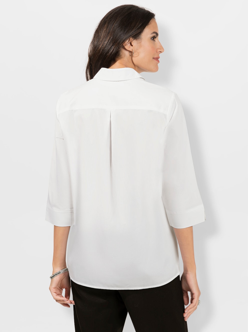 Overhemdblouse met biezen in wit | Witt