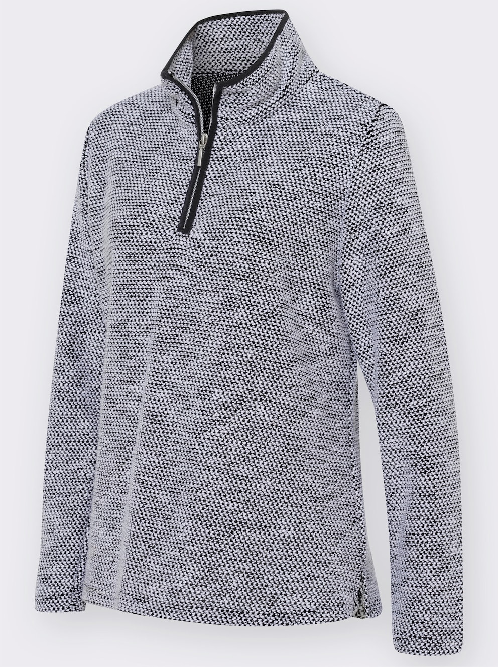 Langarmshirt in Bouclé-Qualität in ecru-schwarz-gemustert | Witt