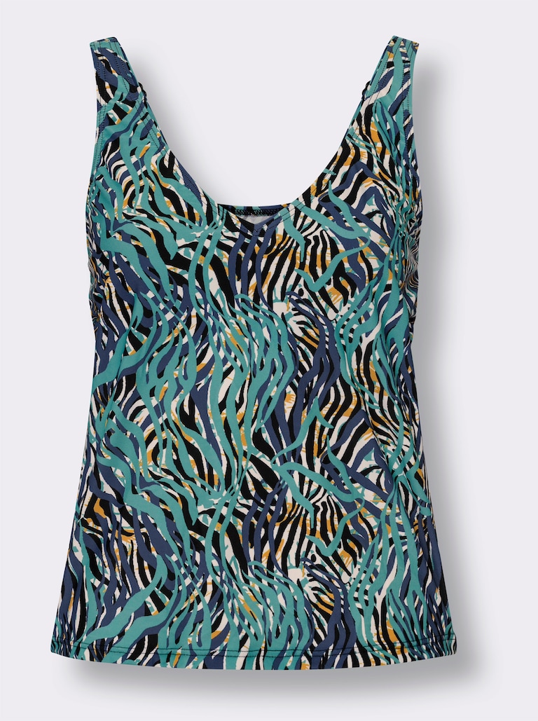 Tankini-Oberteil mit verstellbaren Trägern, bedruckt in weiß-ozean ...