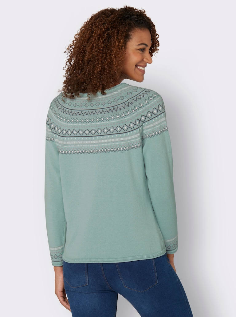 Norwegerpullover aus reiner Baumwolle in mint-gemustert | Witt