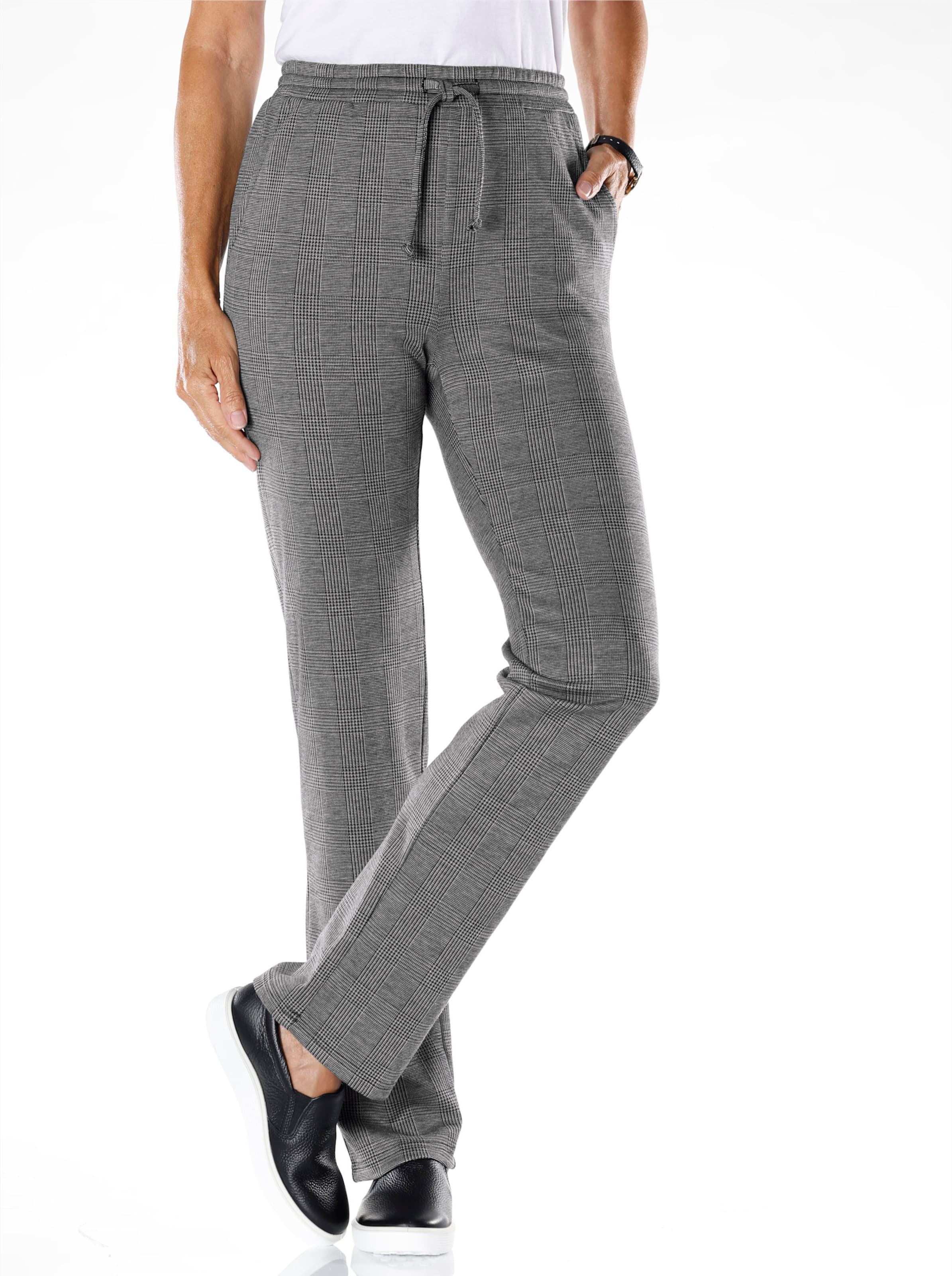 Jerseybroek in zwart/steengrijs prince-de-galles | Your Look... for less!
