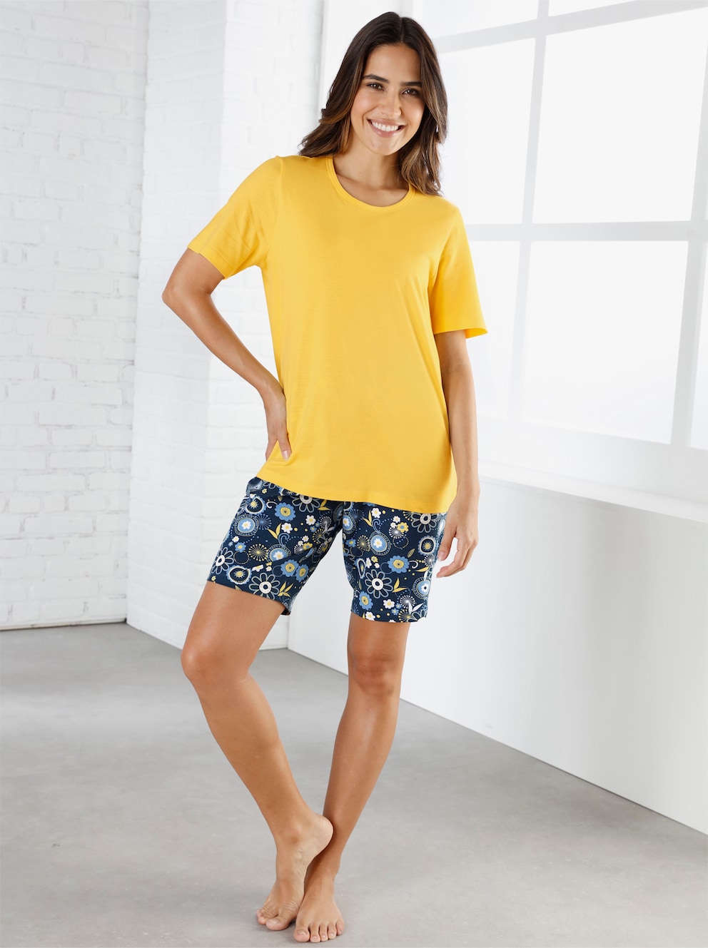 Pyjamabroek met comfortband rondom in donkerblauw geprint | Your Look ...