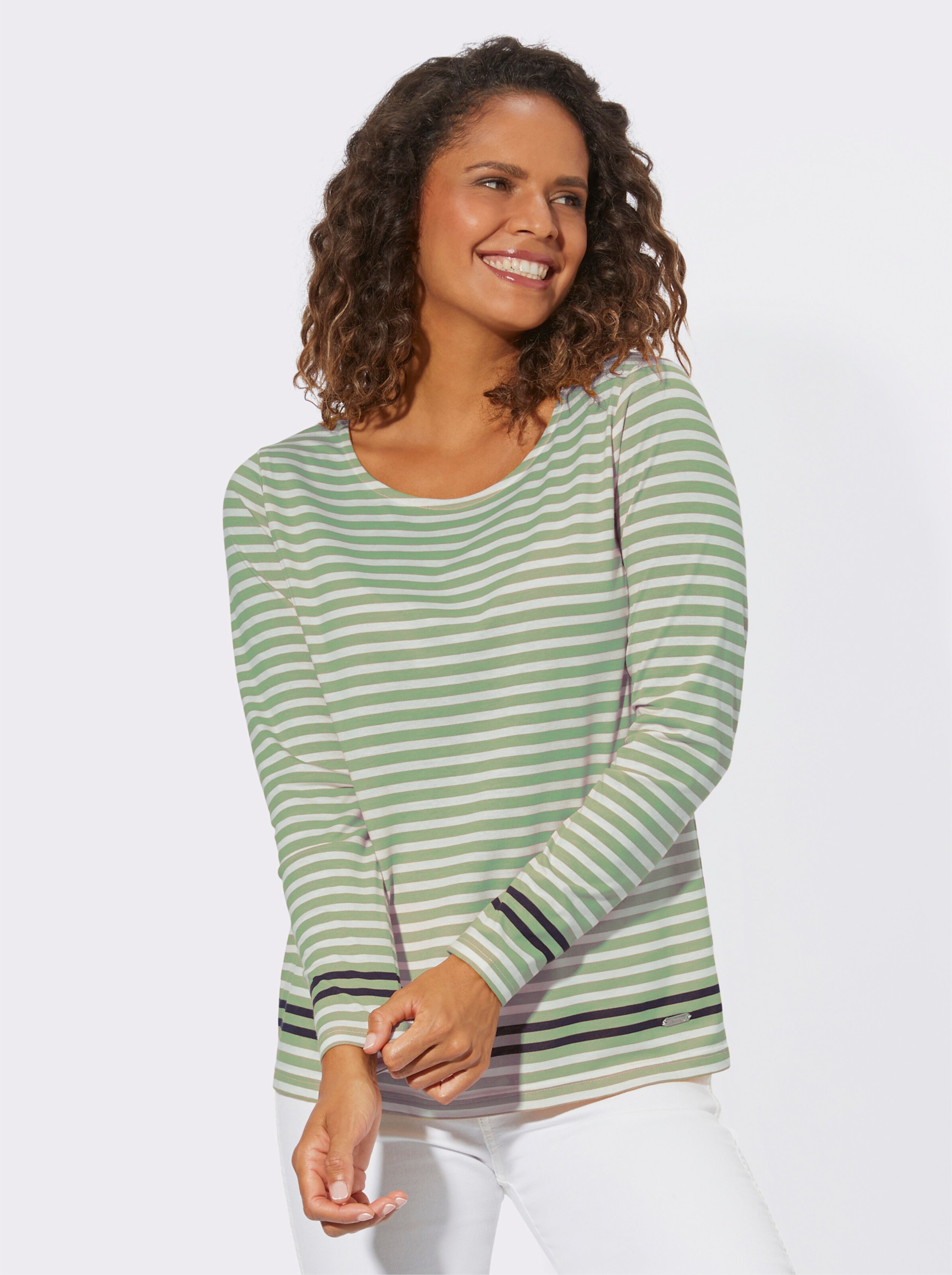 Ringelshirt in eucalyptus-ecru-geringelt | Witt