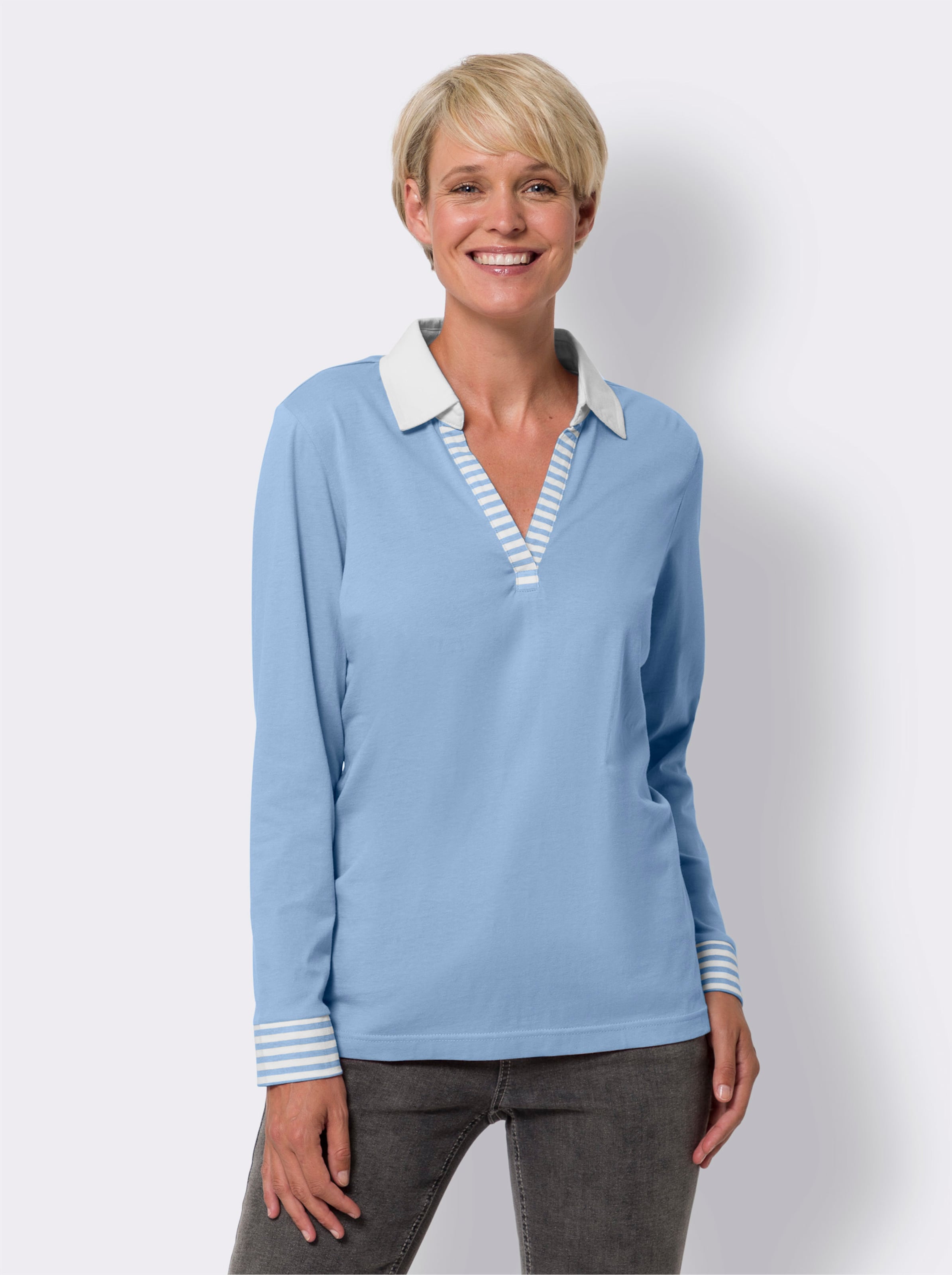 Shirt met lange mouwen in hemelsblauw/wit | Witt