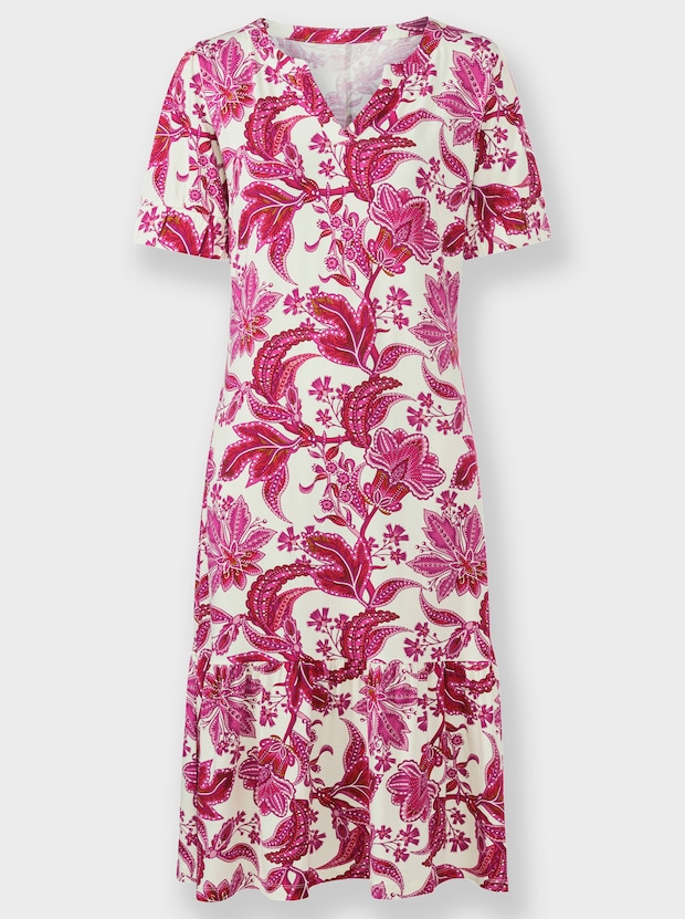 heine Druckkleid mit Puffärmeln in champagner-pink-bedruckt | heine