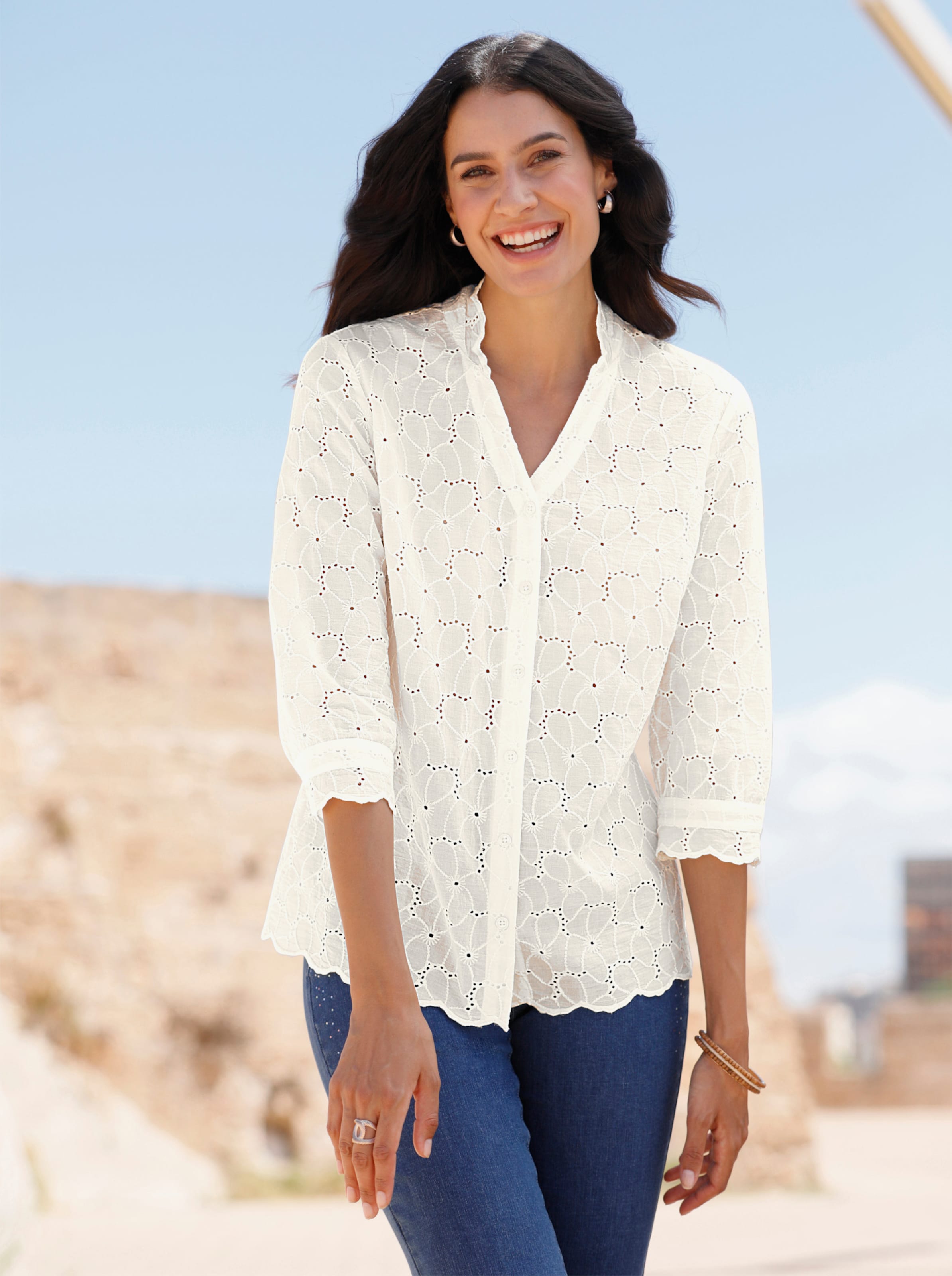 Kanten blouse in ecru | Witt