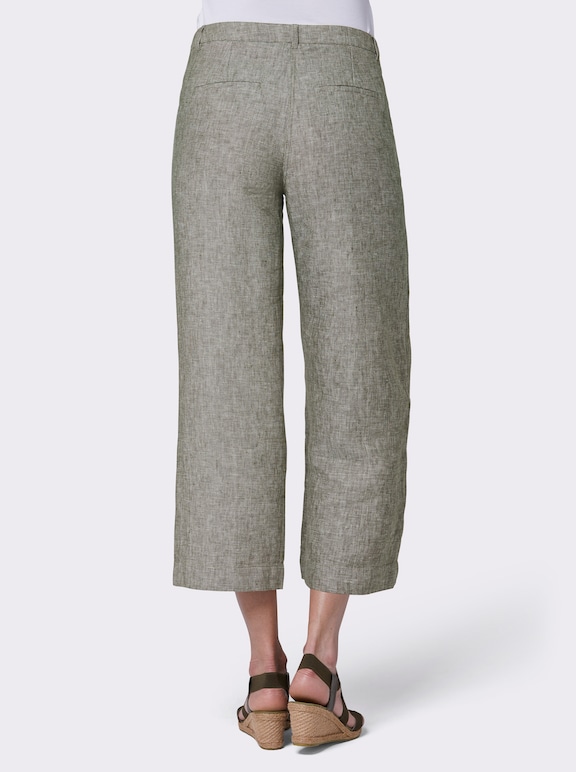 CREATION L PREMIUM Leinenhose im Culotte-Stil in khaki-weiß-meliert | heine