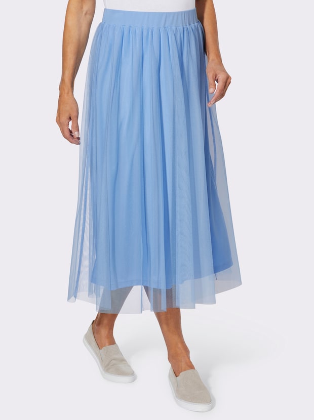 Plisserad kjol i meshmaterial, fodrad i himmelsblå | Your Look... for less!