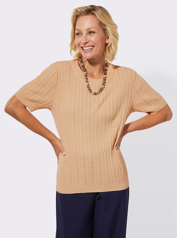 Ajourpullover mit kurzen Ärmeln in sand | Witt