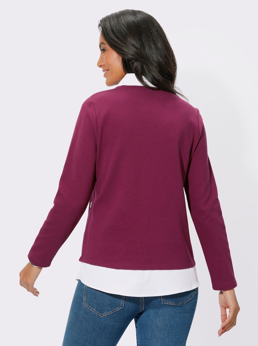 2-in-1-Shirt mit Blusen-Einsätzen in malve-weiß | Witt