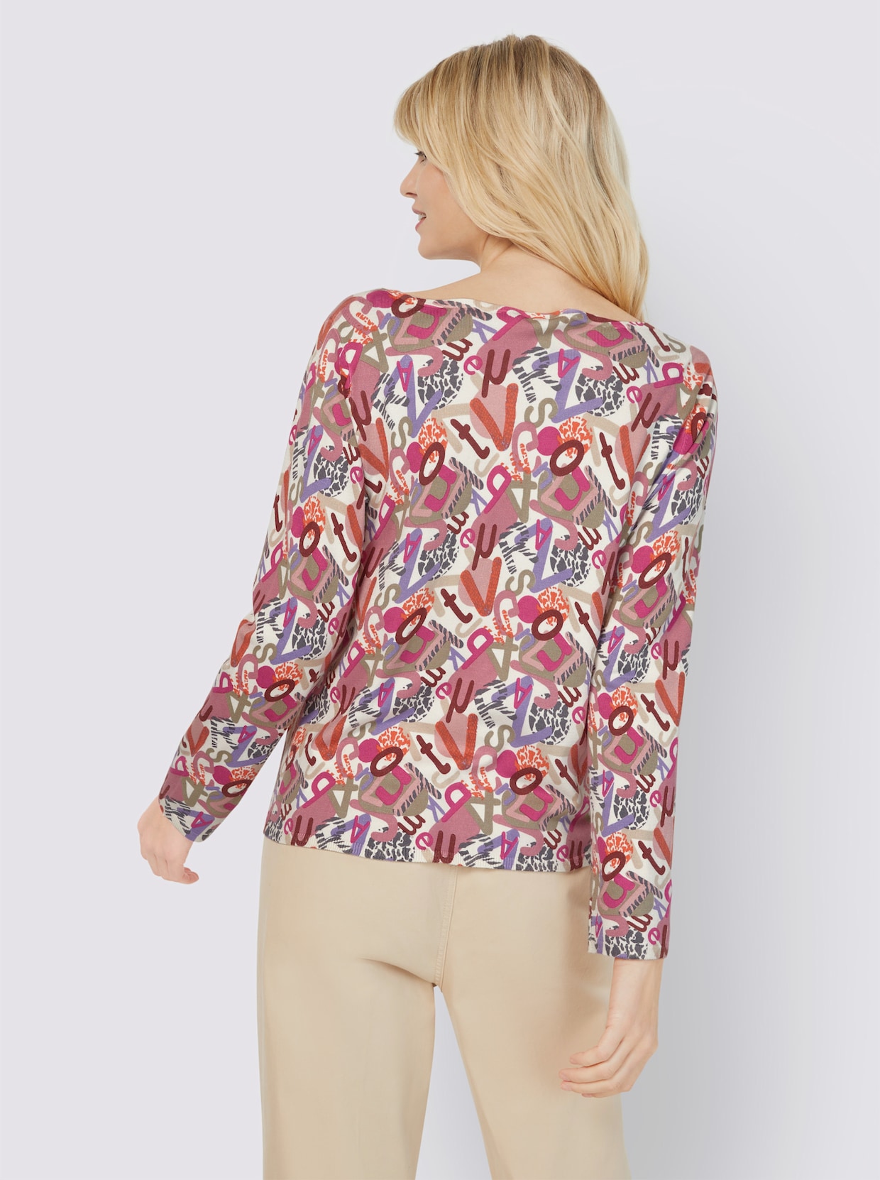 heine Druck-Pullover in champagner-hortensie-bedruckt | heine