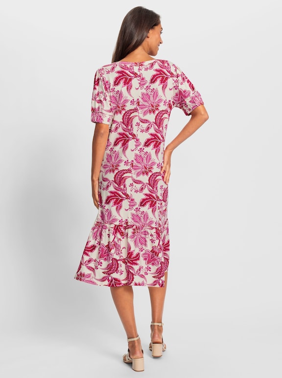 heine Druckkleid mit Puffärmeln in champagner-pink-bedruckt | heine