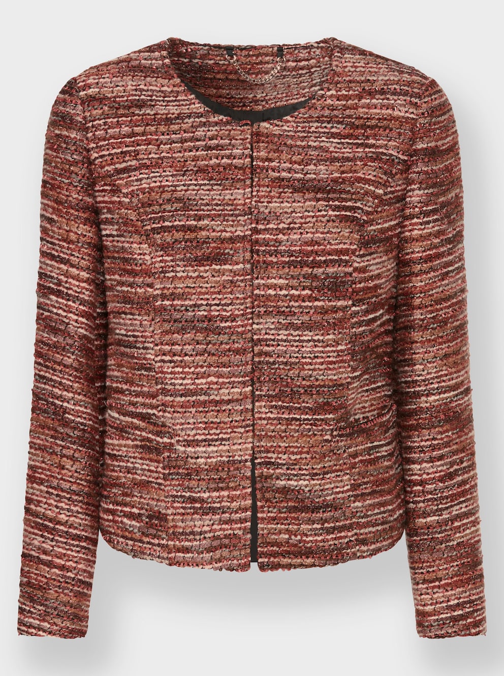 heine Bouclé-blazer in kort model in roodbruin/ecru gedessineerd | heine