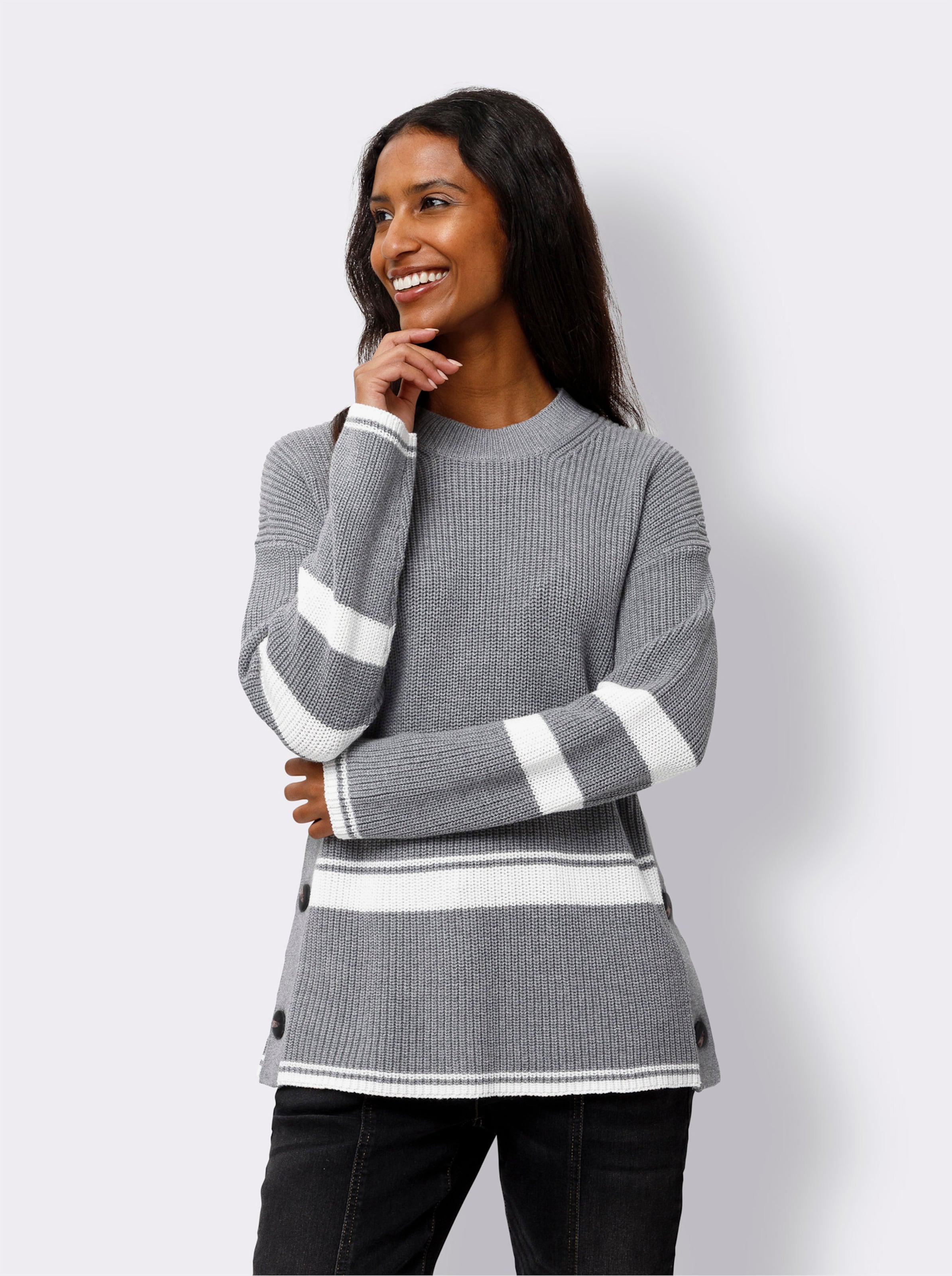 heine Strickpullover in grau-meliert | heine