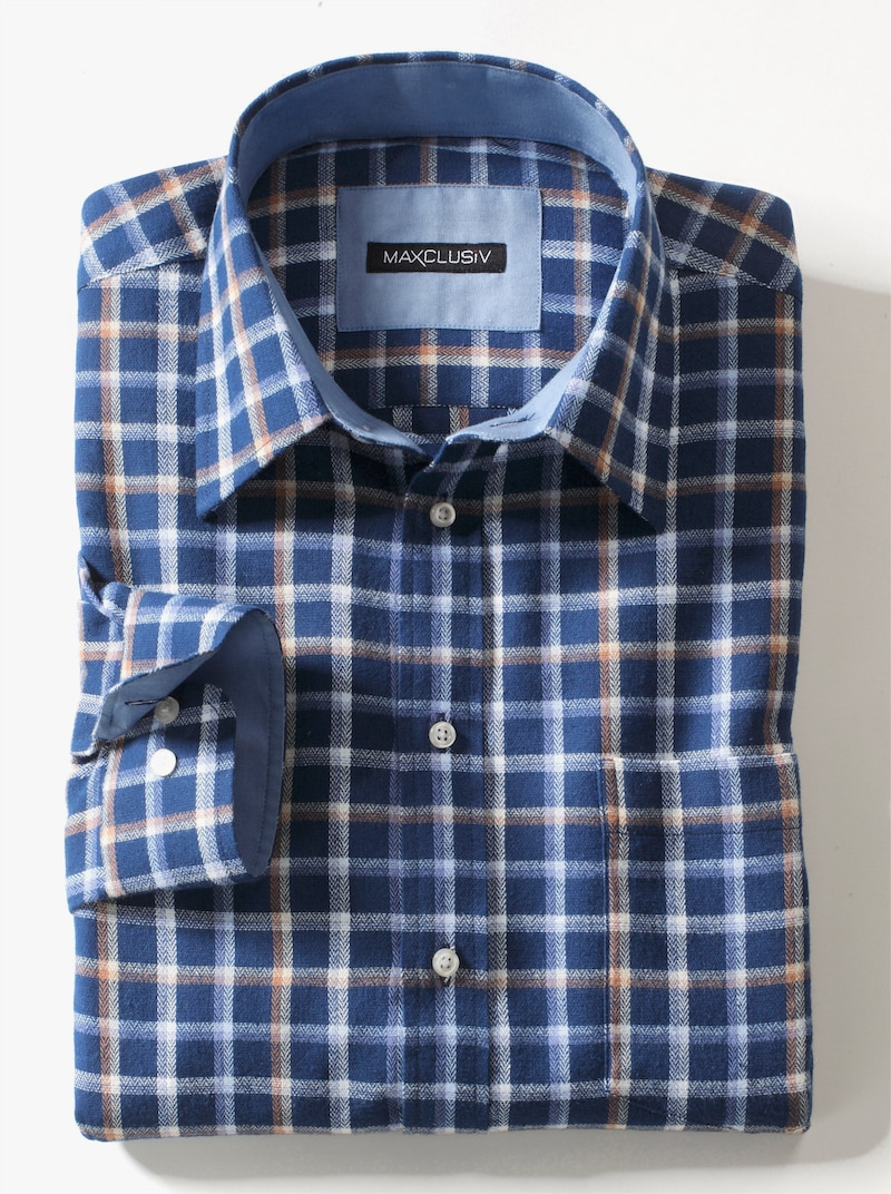 Hemd met lange mouwen in blauw geruit | Your Look... for less!
