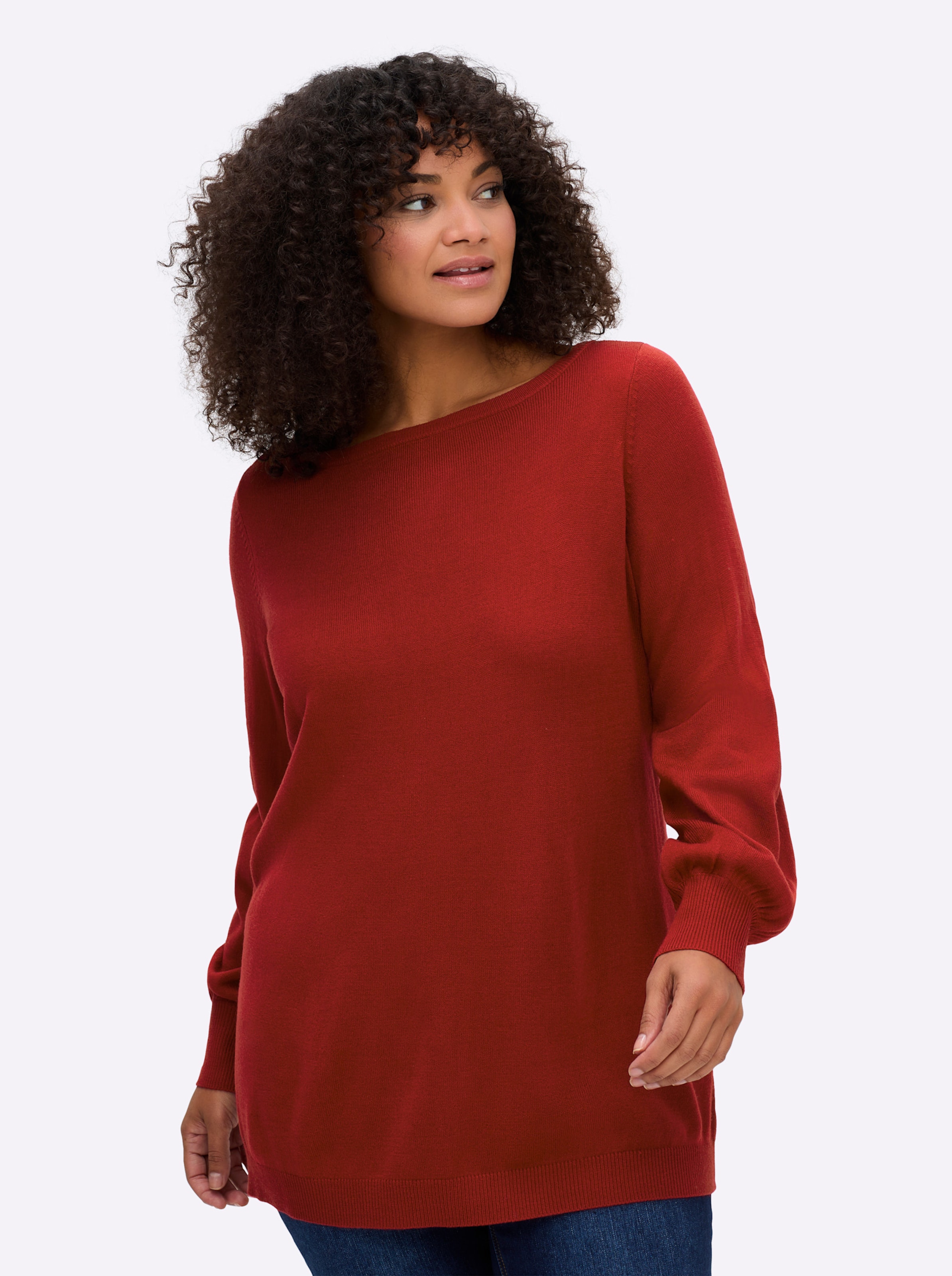 sheego Pullover mit U-Boot-Ausschnitt in kirsche | heine