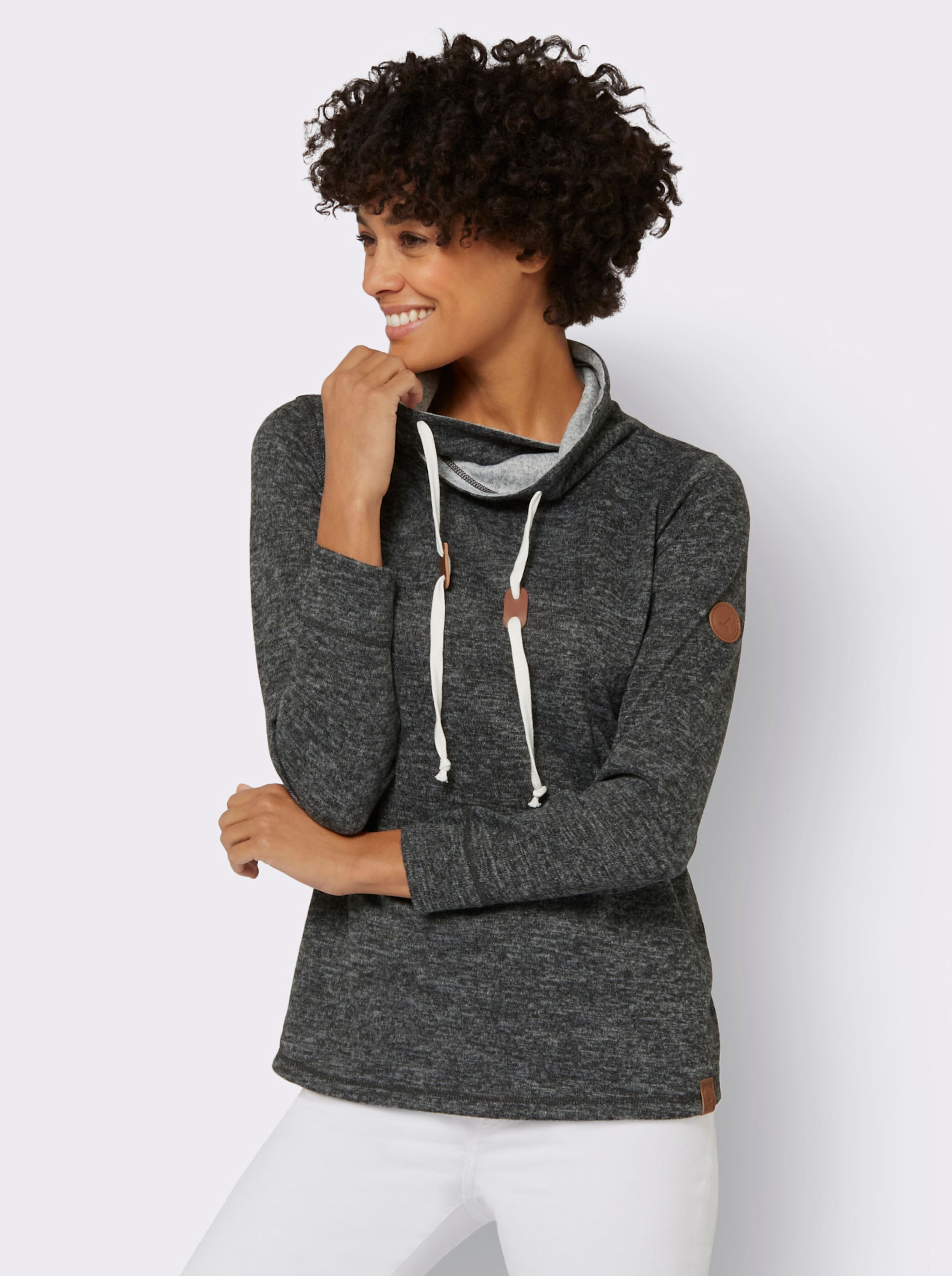 Sweatshirt in graphit-grau-meliert | heine