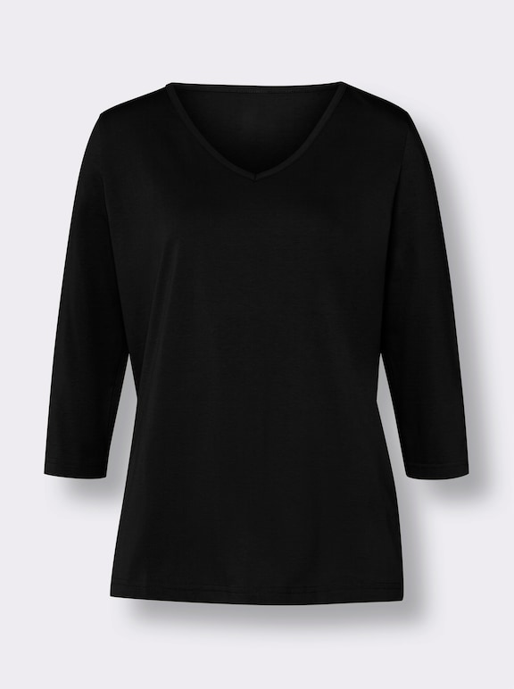 3/4-Arm-Shirt mit V-Ausschnitt in schwarz | Witt