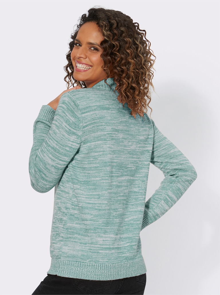Langarm-Pullover aus Melange-Garn in jade-ecru-meliert | Witt