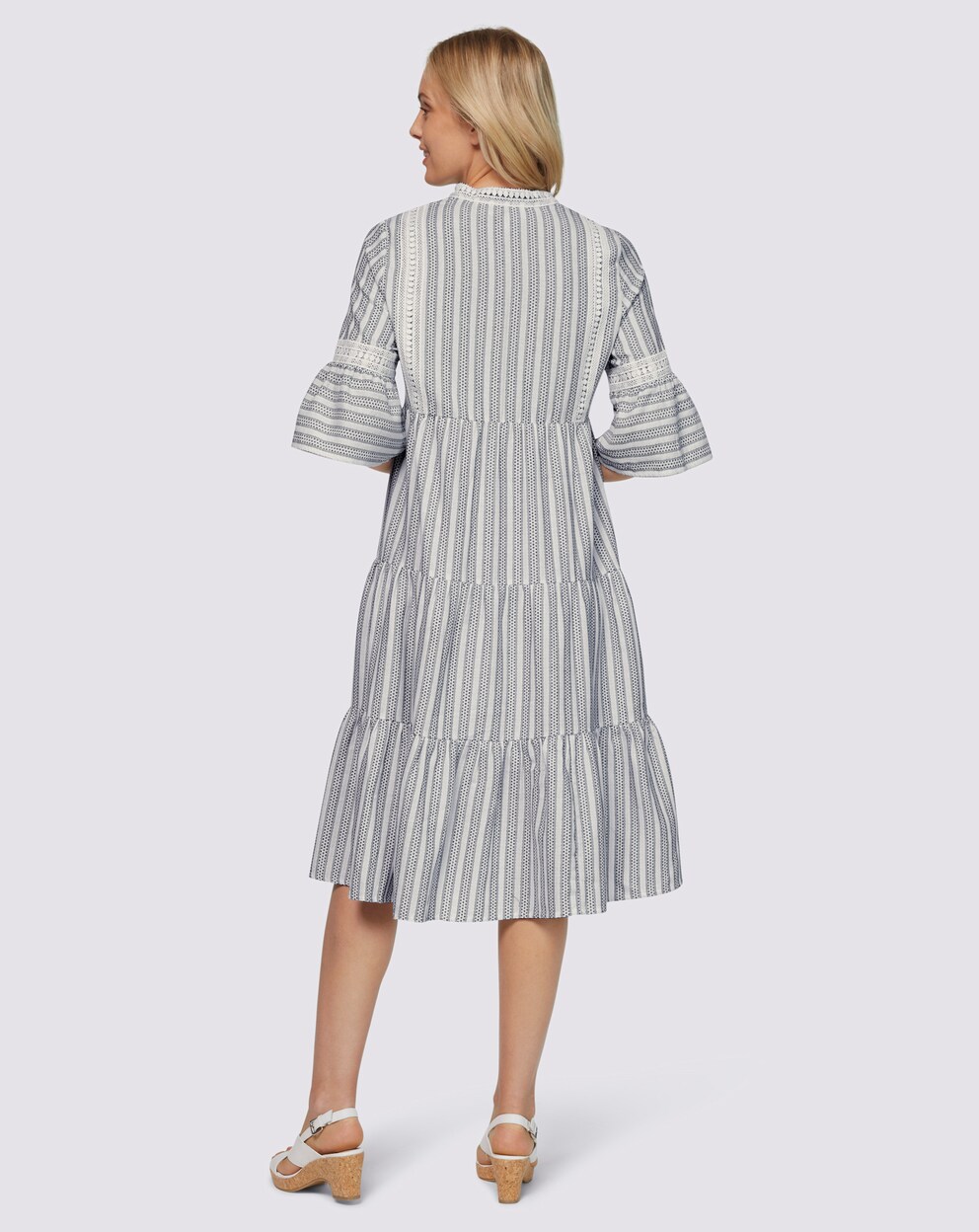 heine Kleid in ecru-dunkelblau-gemustert | heine