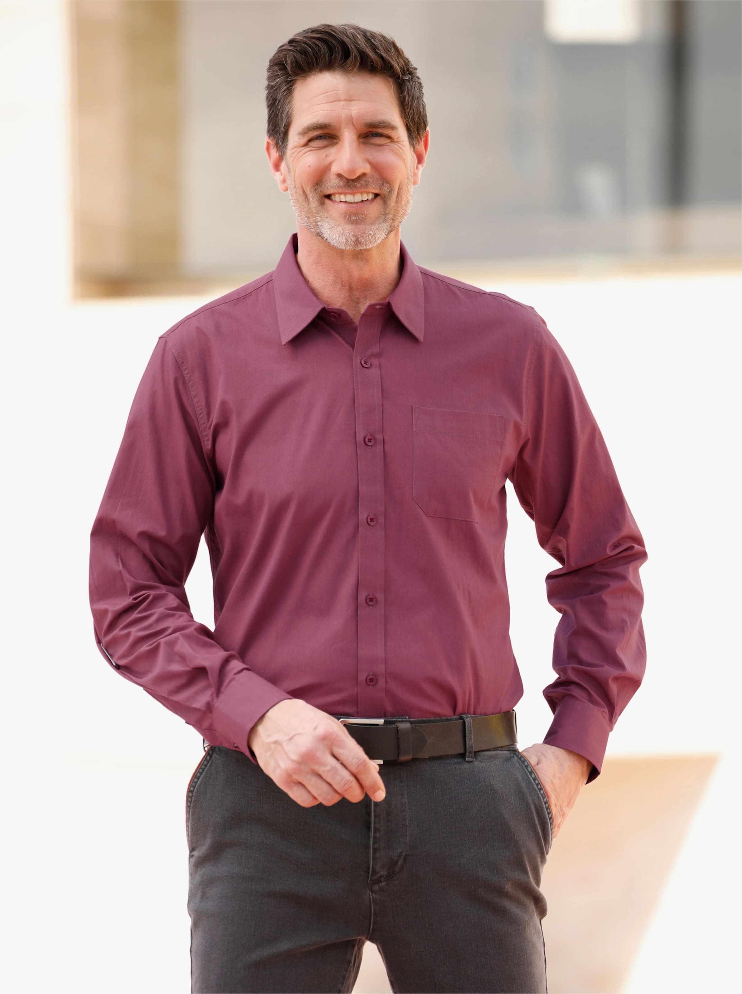 Marco Donati Langarmhemd in burgund | Witt