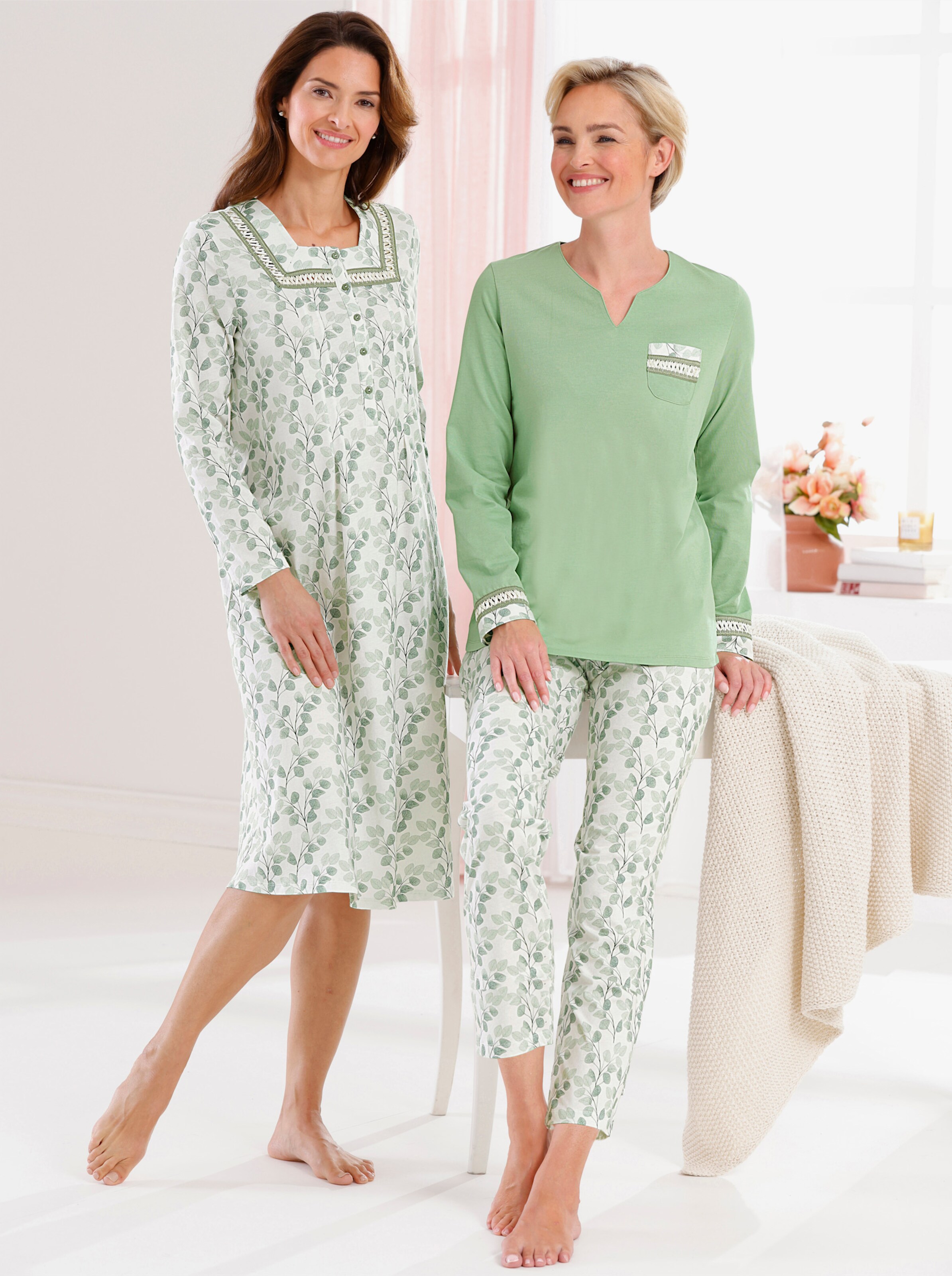 wäschepur Pyjama in champagne/eucalyptus | Witt