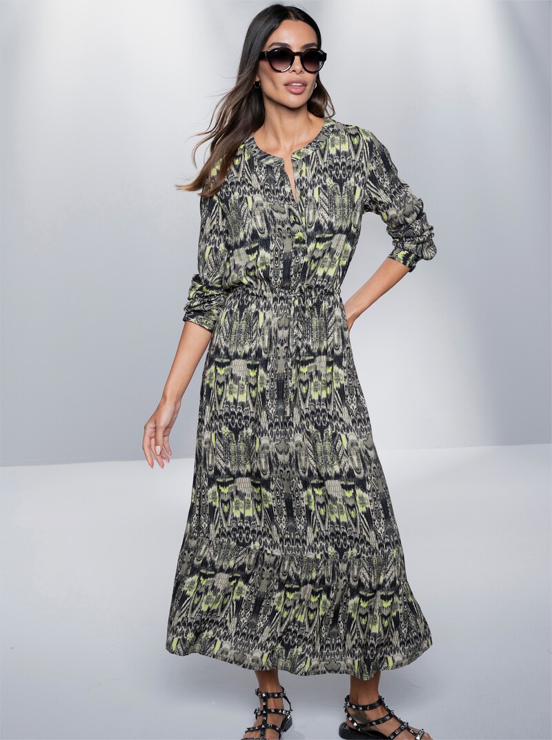 heine Druck-Kleid in khaki-schwarz-bedruckt | heine