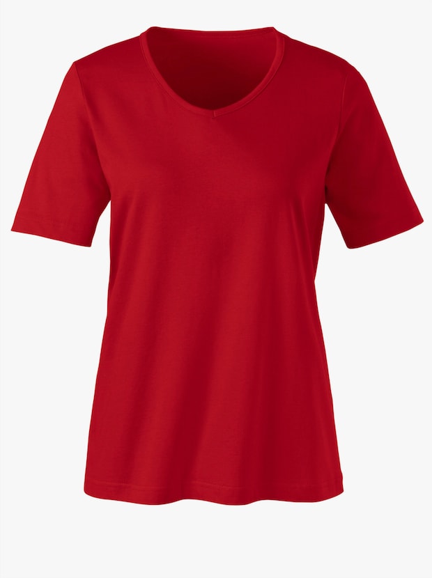 Kurzarmshirt mit V-Ausschnitt in rot | Witt