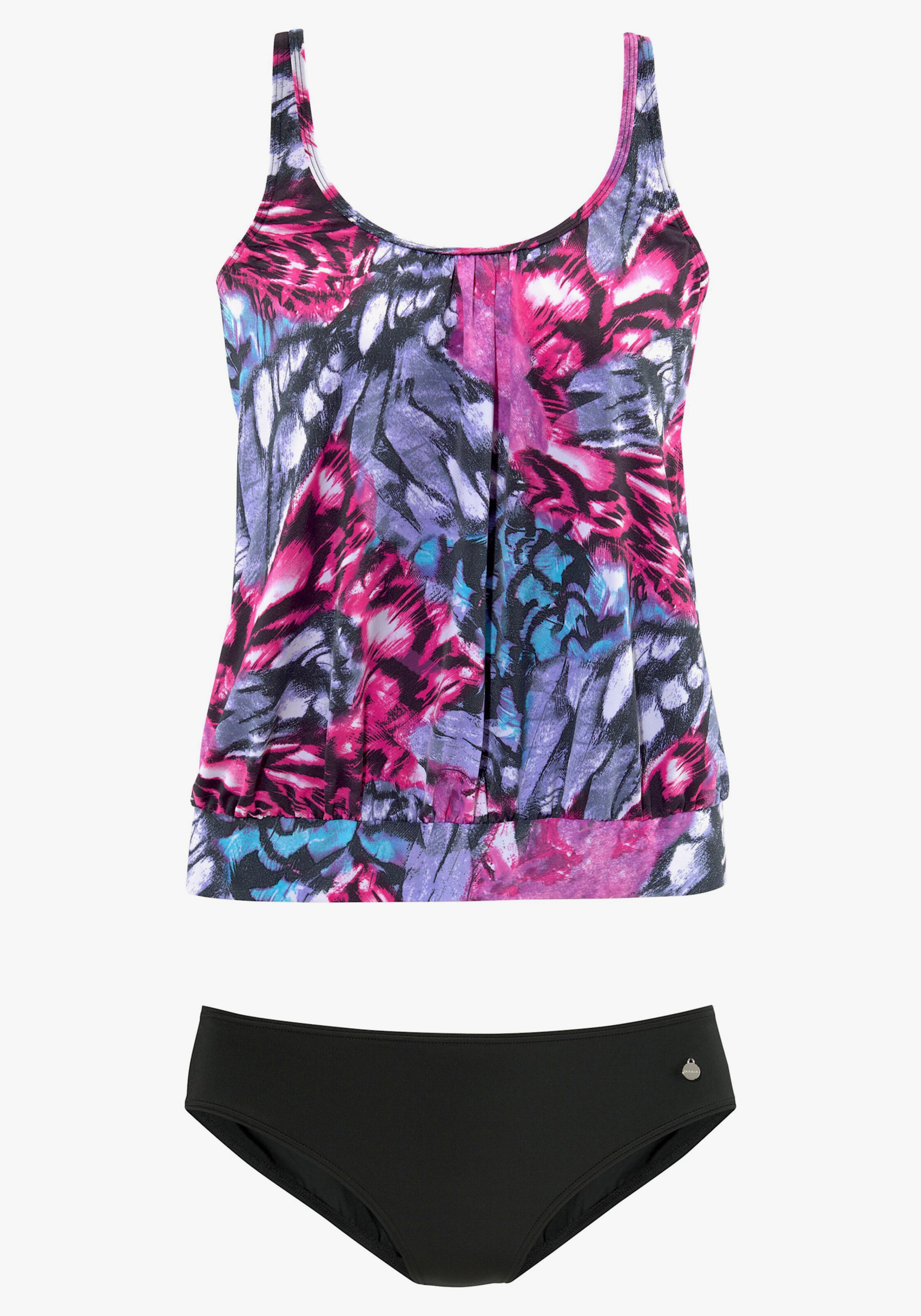 LASCANA Oversize-Tankini in schwarz-pink | heine