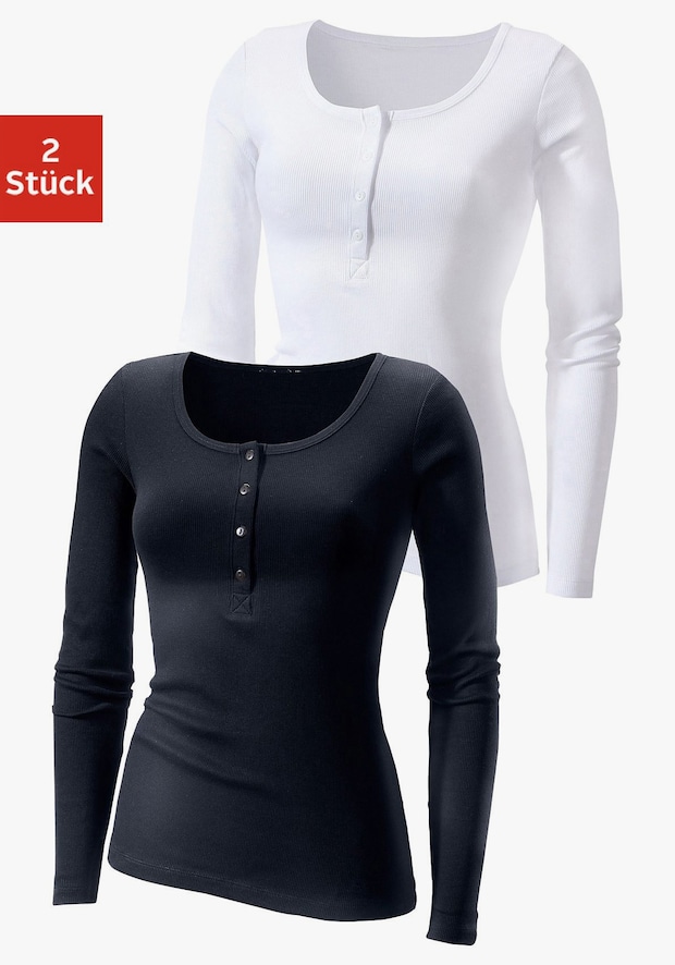 H.I.S Langarmshirt in schwarz, weiß | Witt