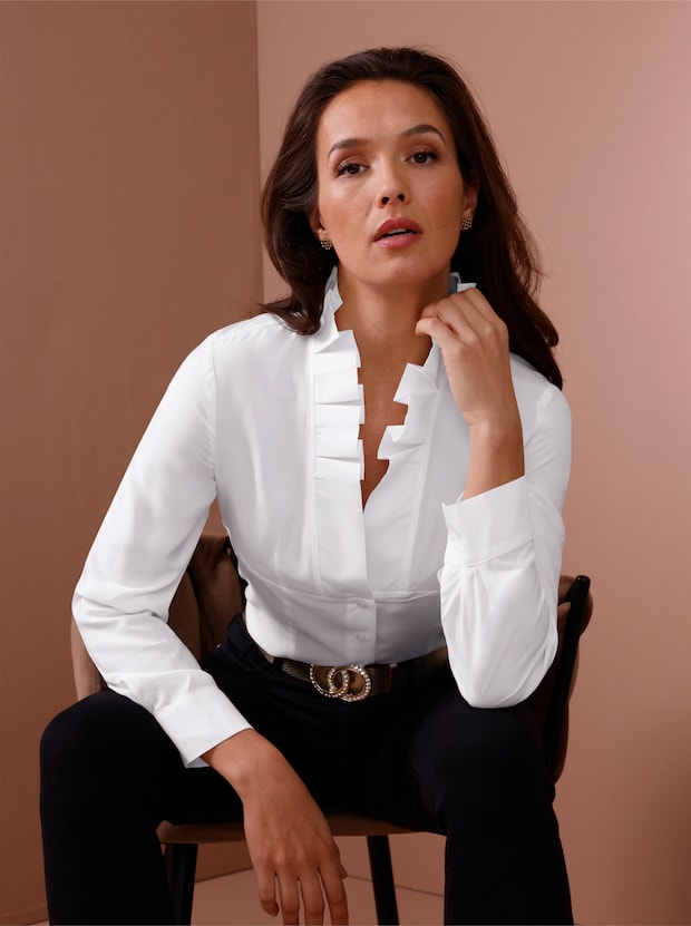 Creation L Premium Langarm Bluse Mit Taillierung In Weiß Witt