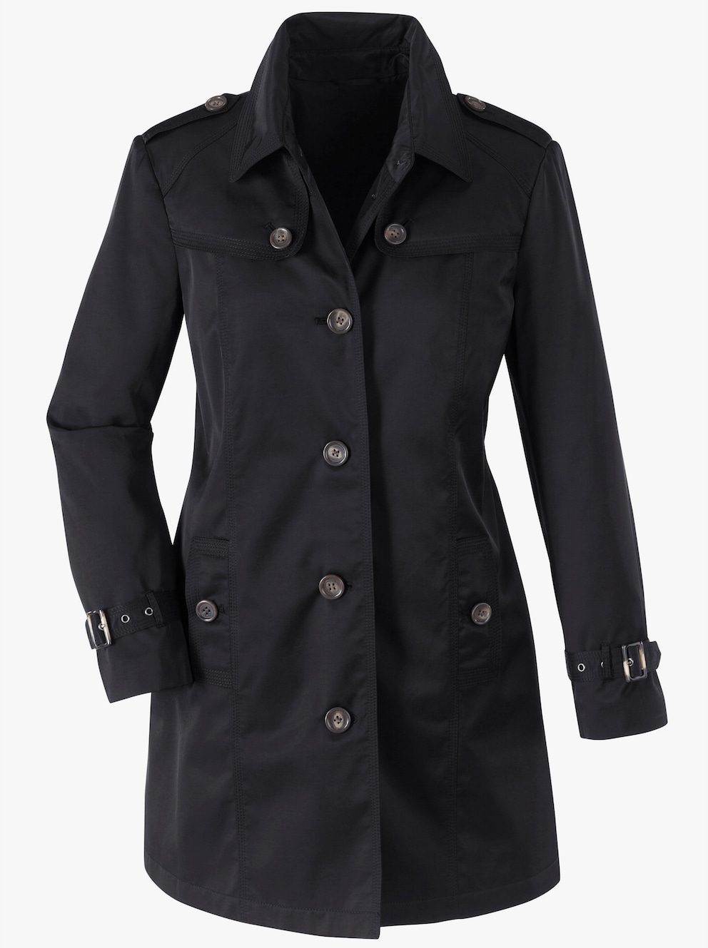 Korte mantel in trenchcoat-look in zwart | Witt