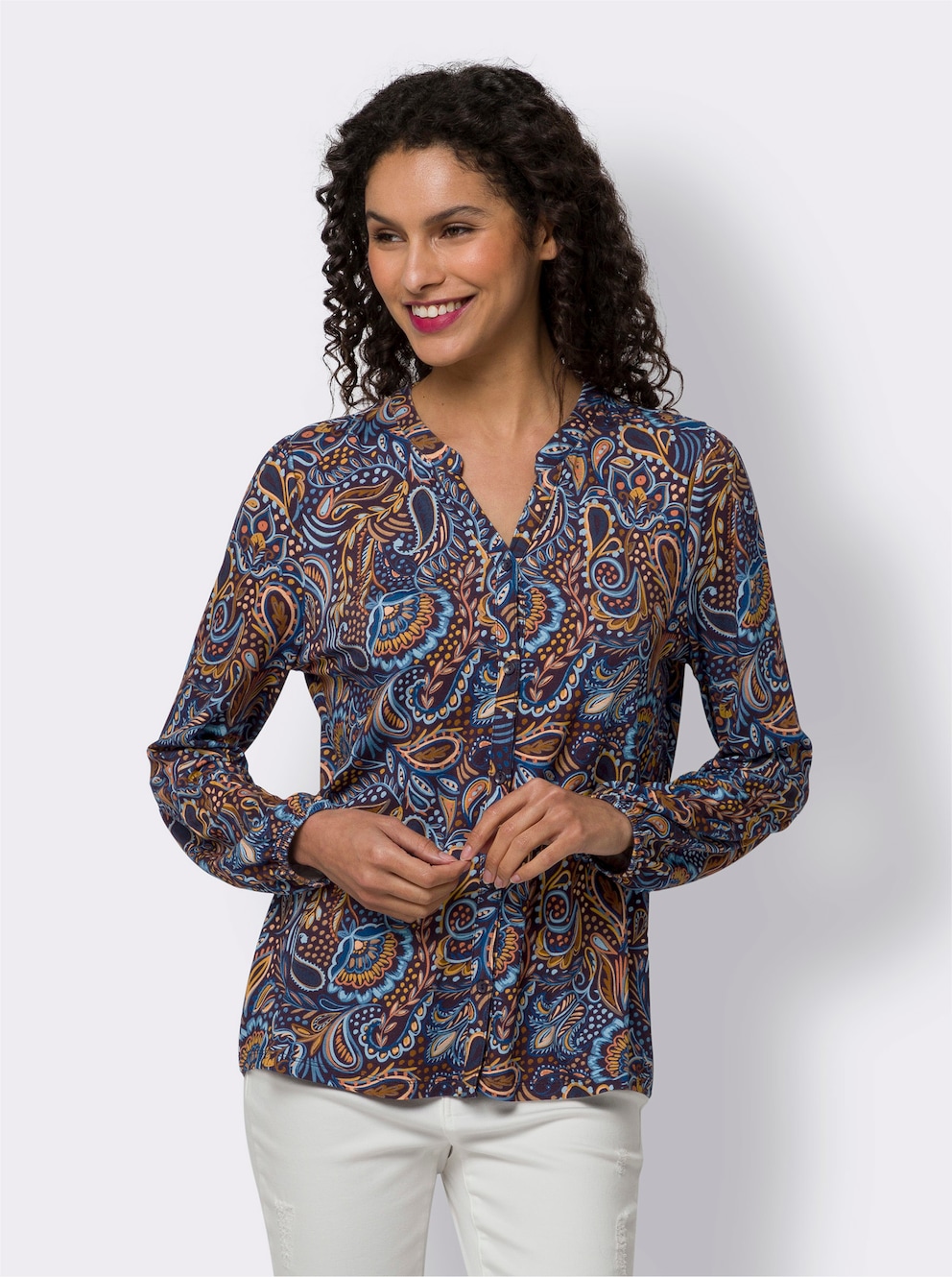 heine Blouse met print in paisleypatroon in cognac/aqua bedrukt | heine