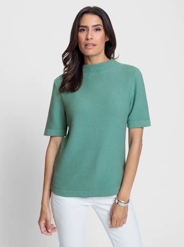 Kurzarmpullover mit Kelchkragen in salbei | Witt