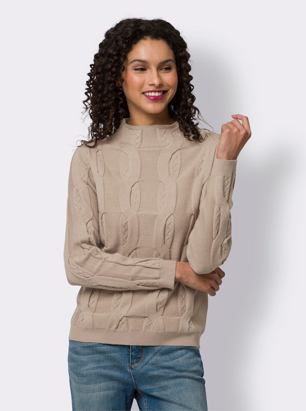 heine Pullover mit Zopfmuster in sesam | Witt