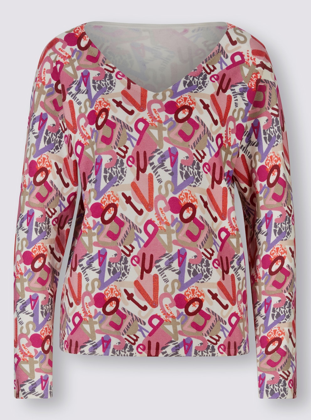 heine Druck-Pullover in champagner-hortensie-bedruckt | heine