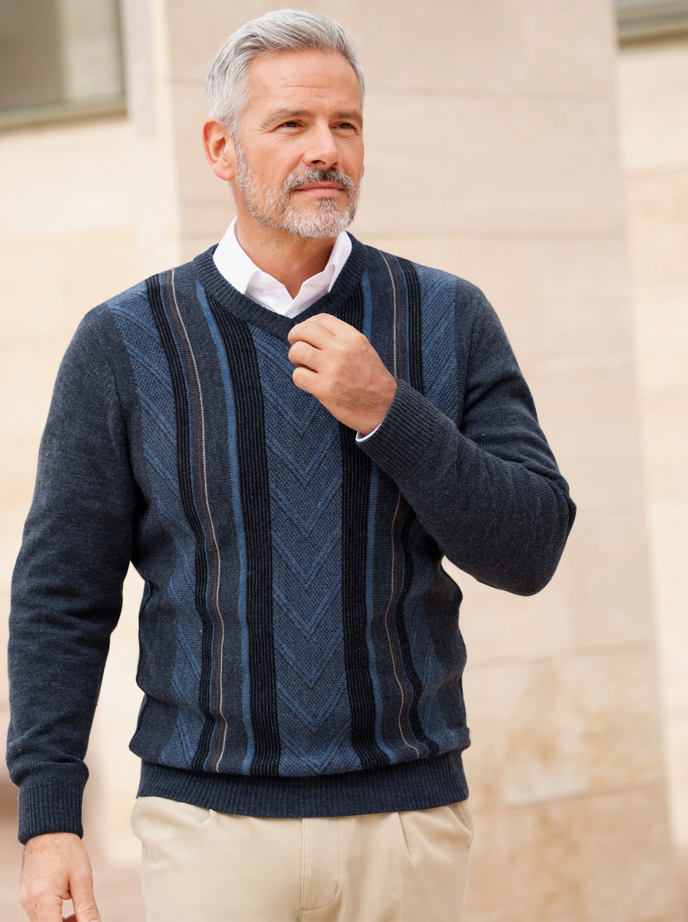 Marco Donati Pullover in marine-meliert | Witt