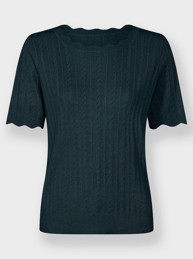 Kurzarmpullover im hochwertigen Garnmix in petrol | Witt