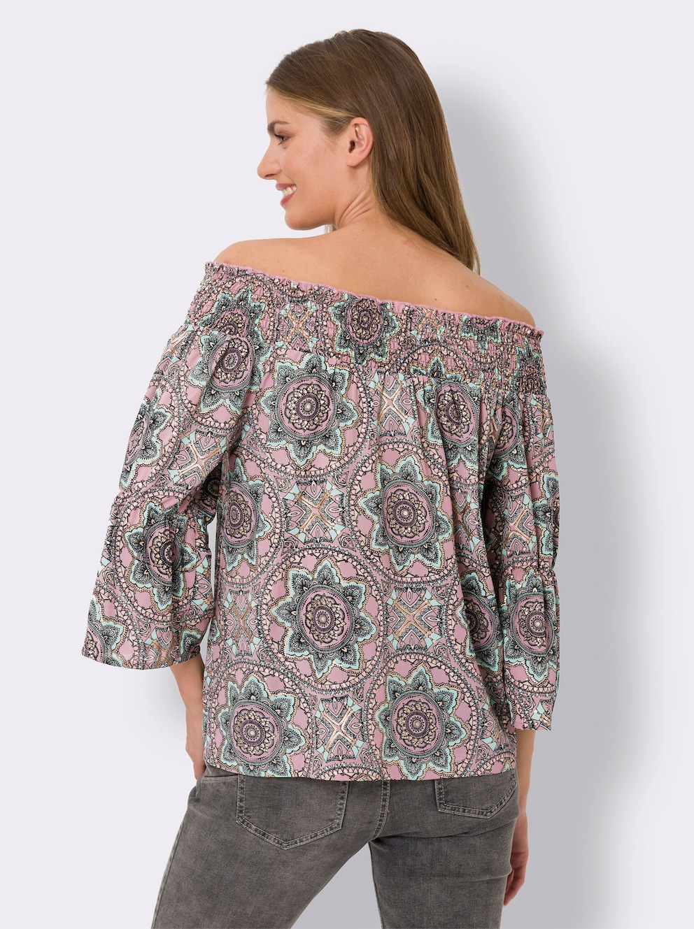 heine Druckbluse in rosenholz-blaugrün-bedruckt | heine