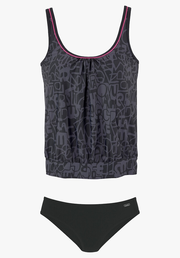 Venice Beach Oversize-Tankini in schwarz-grau | heine